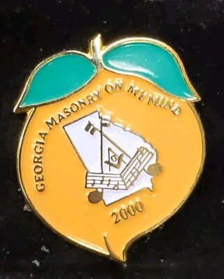2000 Georgia Masonry On My Mind Lapel Hat Pin Masonic Lodge Peach Shape ...