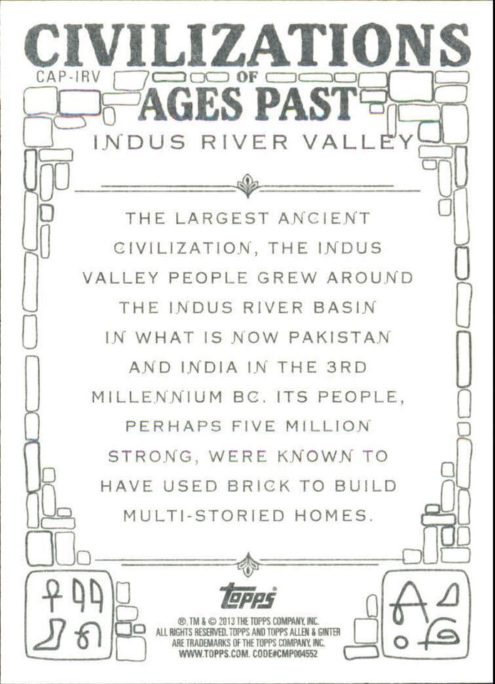 2013 Topps Allen and Ginter Civilizations of Ages Past #IRV Indus River ...
