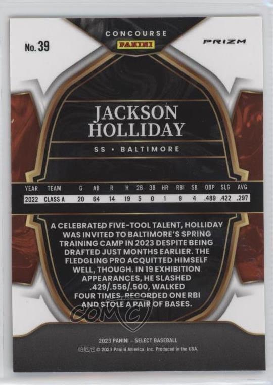 2023 Panini Select - Concourse Orange Flash Prizm #39 Jackson Holliday (RC) for sale online | eBay