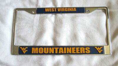 WEST VIRGINIA MOUNTAINEERS EMBOSSED CHROME LICENSE PLATE FRAME #02 ...