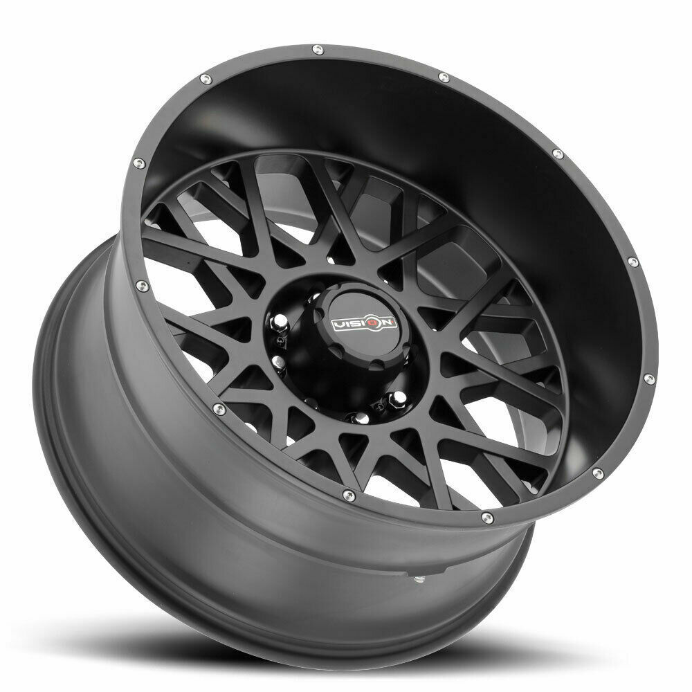 Set 4 18" Vision Off-Road 412 Rocker Satin Black Wheels 18x9 8x180 Rims ...