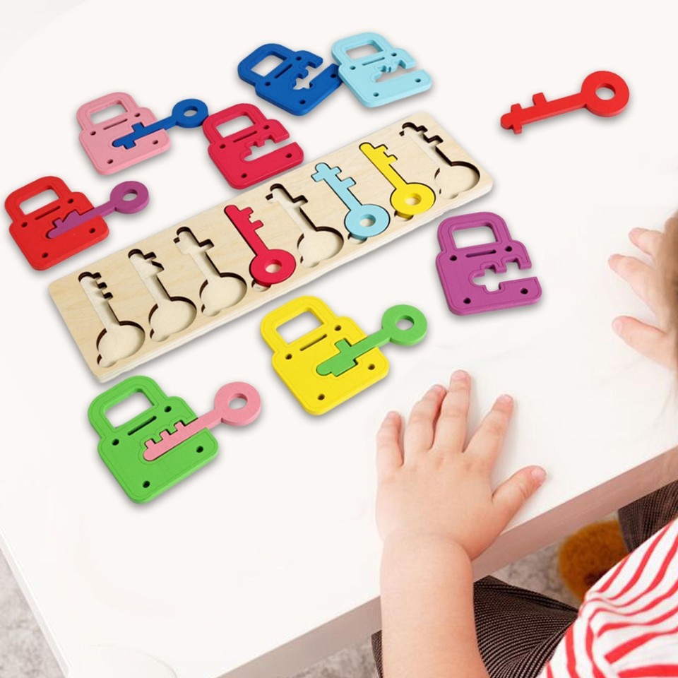 Wooden Toy with Locks And Keys, Shape And Color Matching Game, Birthday ...
