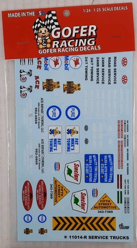GOFER RACING DECALS Service trucks pickups SHEET 1:24 1:25 CAR MODEL ...