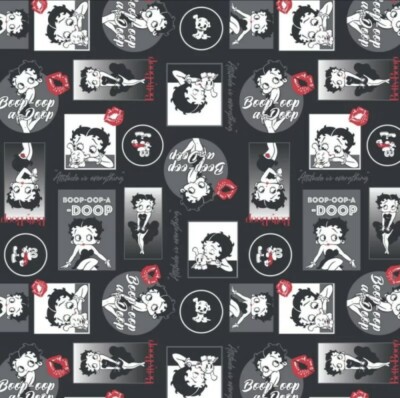 BETTY BOOP CLASSIC SASSY PRINT 100% COTTON FABRIC MATERIAL CAMELOT ...