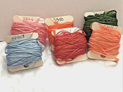 Lot of 6 DMC Cross Stitch Floss Carded-#3325, 3326, 3328, 3340, 3341 ...