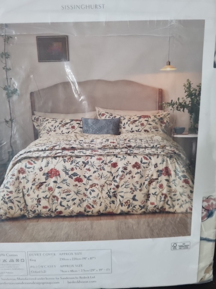 Sanderson Duvet Cover Set King Size Pillow Cases Included 100% Cotton ...