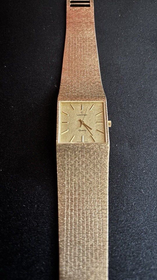 VNTG Lord Elgin Unisex Watch Square Gold Tone Case Mesh Band ORGNL Box ...