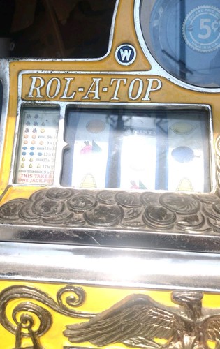 1930's Watling Rol-A-Top Front Twin 5 Cent Jackpot Slot Machine Needs ...