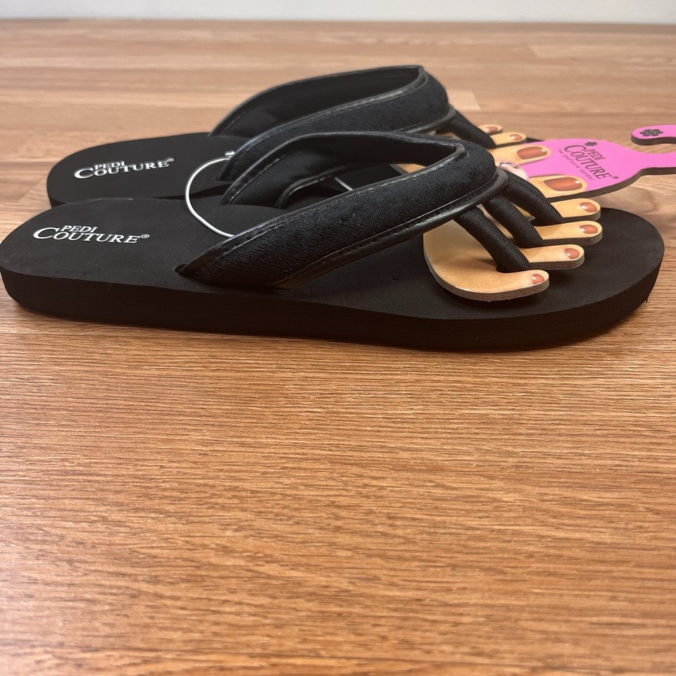 Pedi Couture Pedicure Sandals Built in Toe Separators Black Large 8.5-9 ...