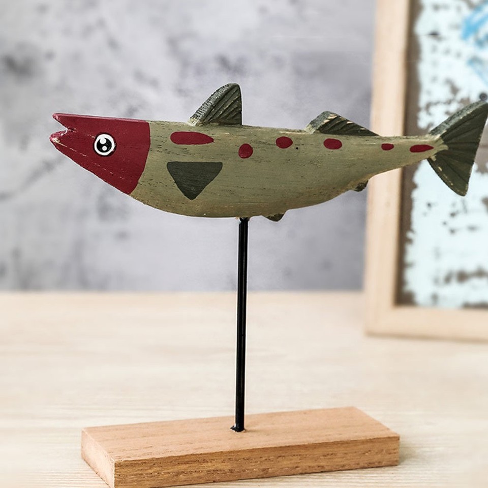 2pcs Cartoon Wooden Fish Adornment Creative Desktop Ornament Home ...