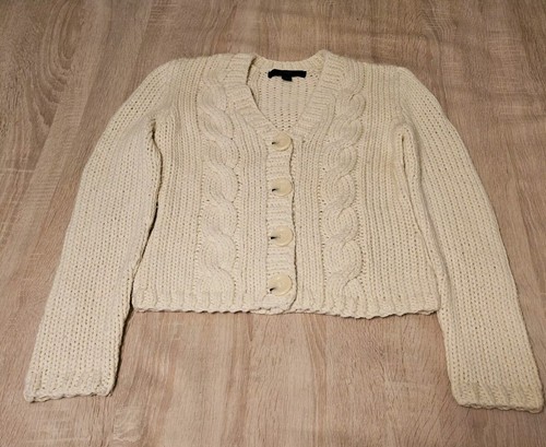 Express Hand Knit Merino Wool Size L Womens Cream Color Cardigan ...