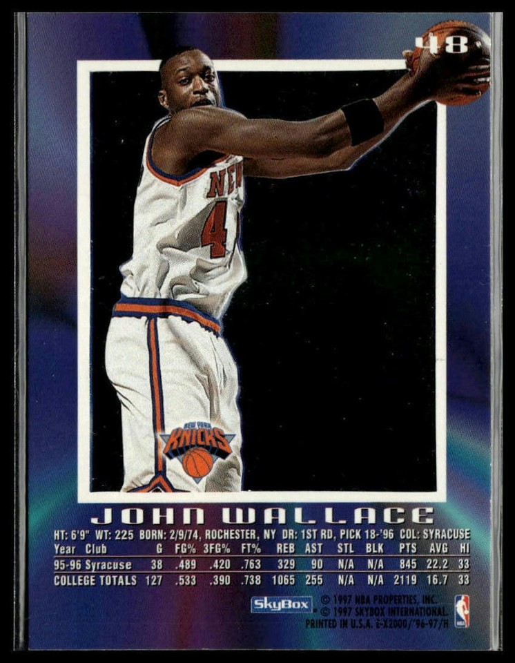JOHN WALLACE 1996-97 SkyBox E-X2000 #48 Rookie New York Knicks | eBay