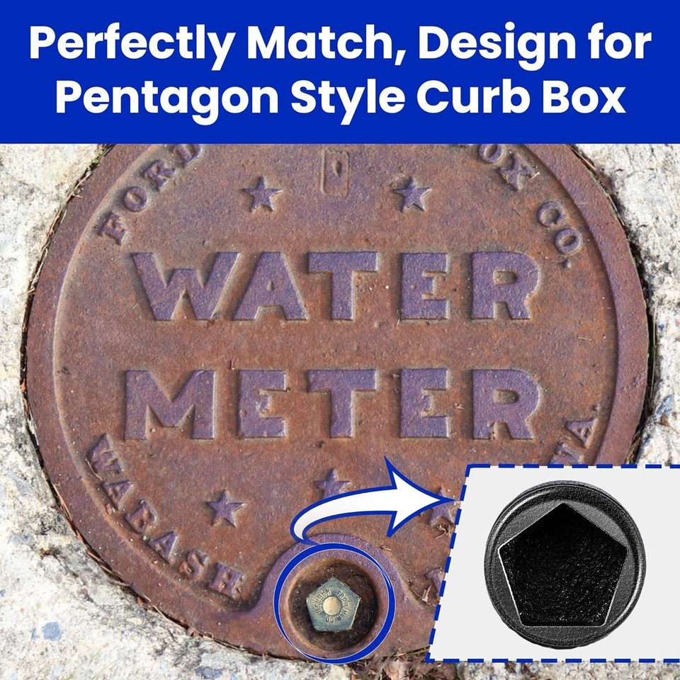 Enhon Curb Box Wrench for Pentagon Curb Boxes, Water Meter Wrench for ...