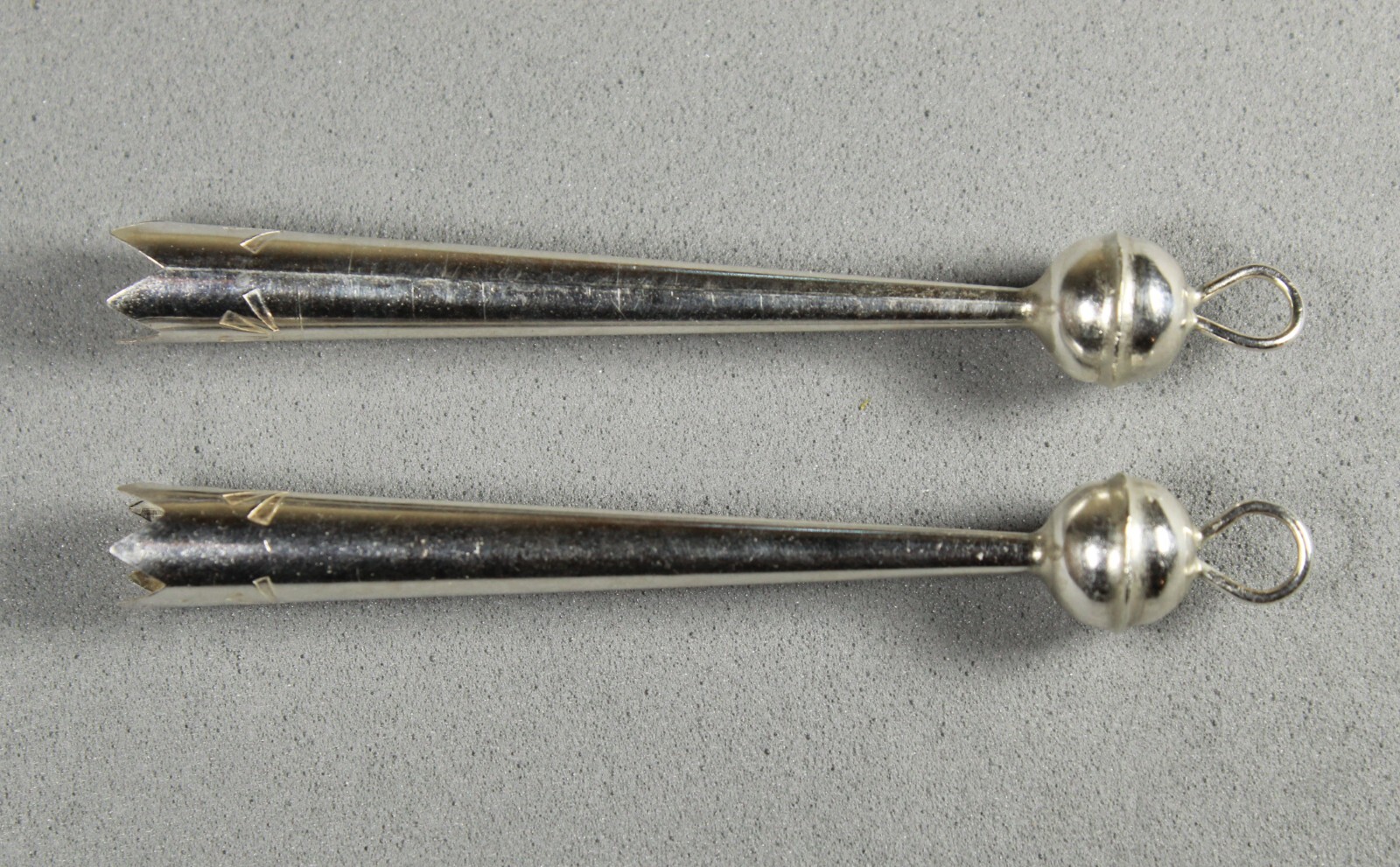 Pair of Sterling Silver Bolo Tips with loop 2-3/16" Long 8mm bench Bead ...