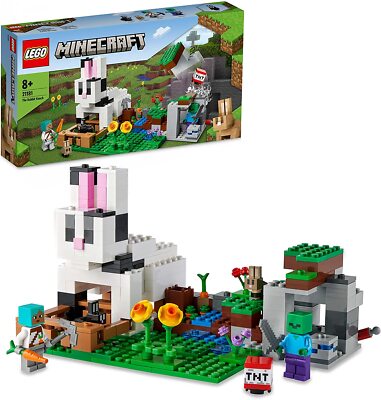LEGO 21181 Minecraft The Rabbit Ranch House Farm Set, Animals Toy for ...