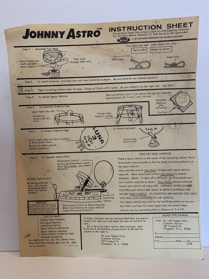 Vintage 1967 Johnny Astro Controlled Space Flight Command Center ...
