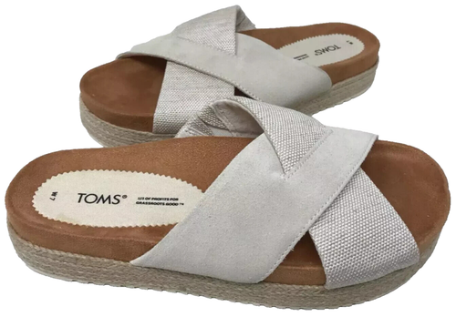 Toms Women's Paloma Egret Open Toe Slip On Criss Cross Sandals Nat Size ...