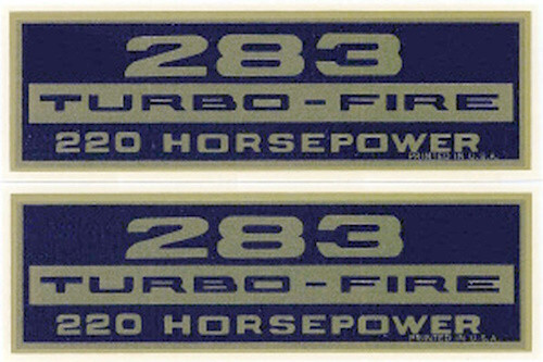 Chevrolet 283 Turbo-Fire 220 HP Valve Cover Decal Set | eBay