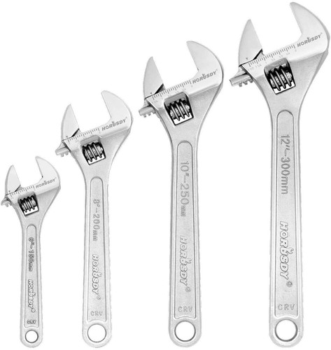 4Pc Adjustable Wrench Set Heavy Duty Shifter Spanner Wide Open Jaw 6"/8 ...