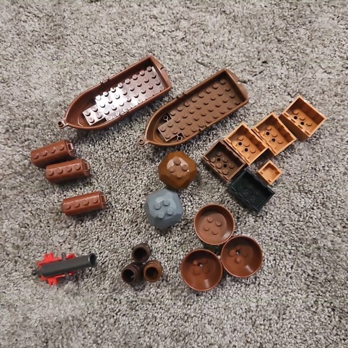 LEGO Pirate Add On Parts Boats Barrels Chests Rocks Crates Cannon Lot ...
