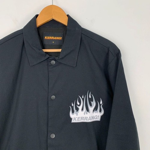Kerrang Jacket Coat Mens Medium Black Kerrang! Flames Logo Rock Music ...