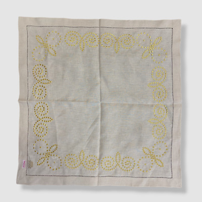 $144 Deborah Rhodes Beige Embroidered Linen Napkins Set of 4 | eBay