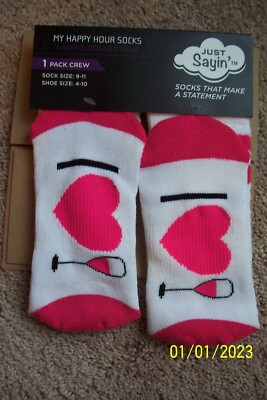 Women's "My Happy Hour Socks" - NEW - Shoe Size 4-10 / Sock Size 9-11 ...