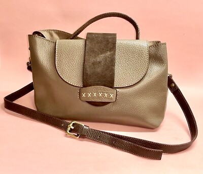 Sundance Gray Pebbled Leather Handbag Purse. Made In Italy | eBay