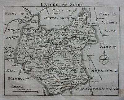 Pre-1900 - England Displayed Antique County Map 1769