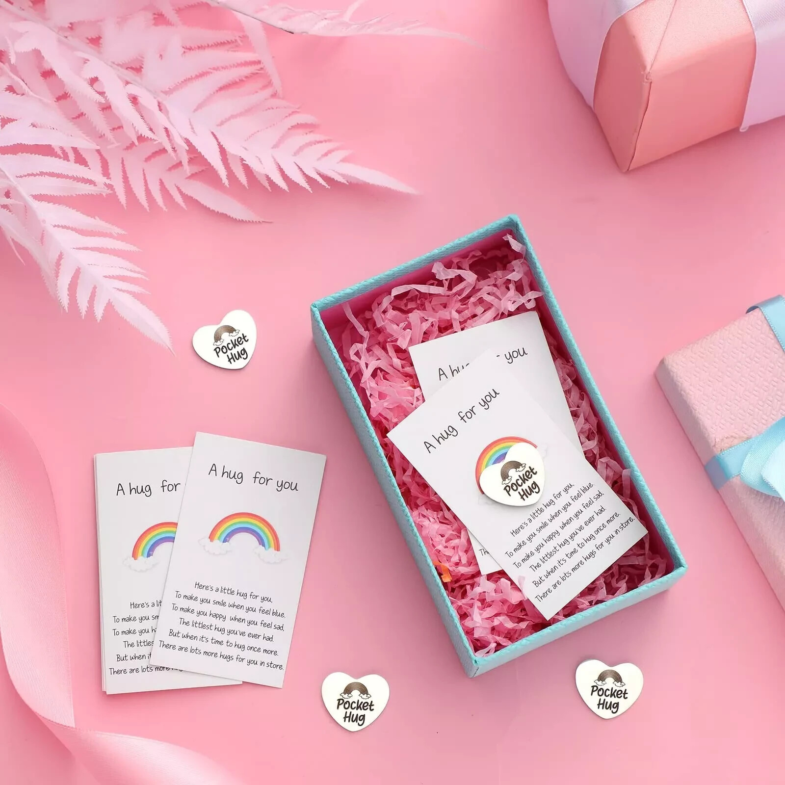 20 Pcs Little Heart Pocket Hug Token Bulk 10 Pcs A Hug for You Metal ...