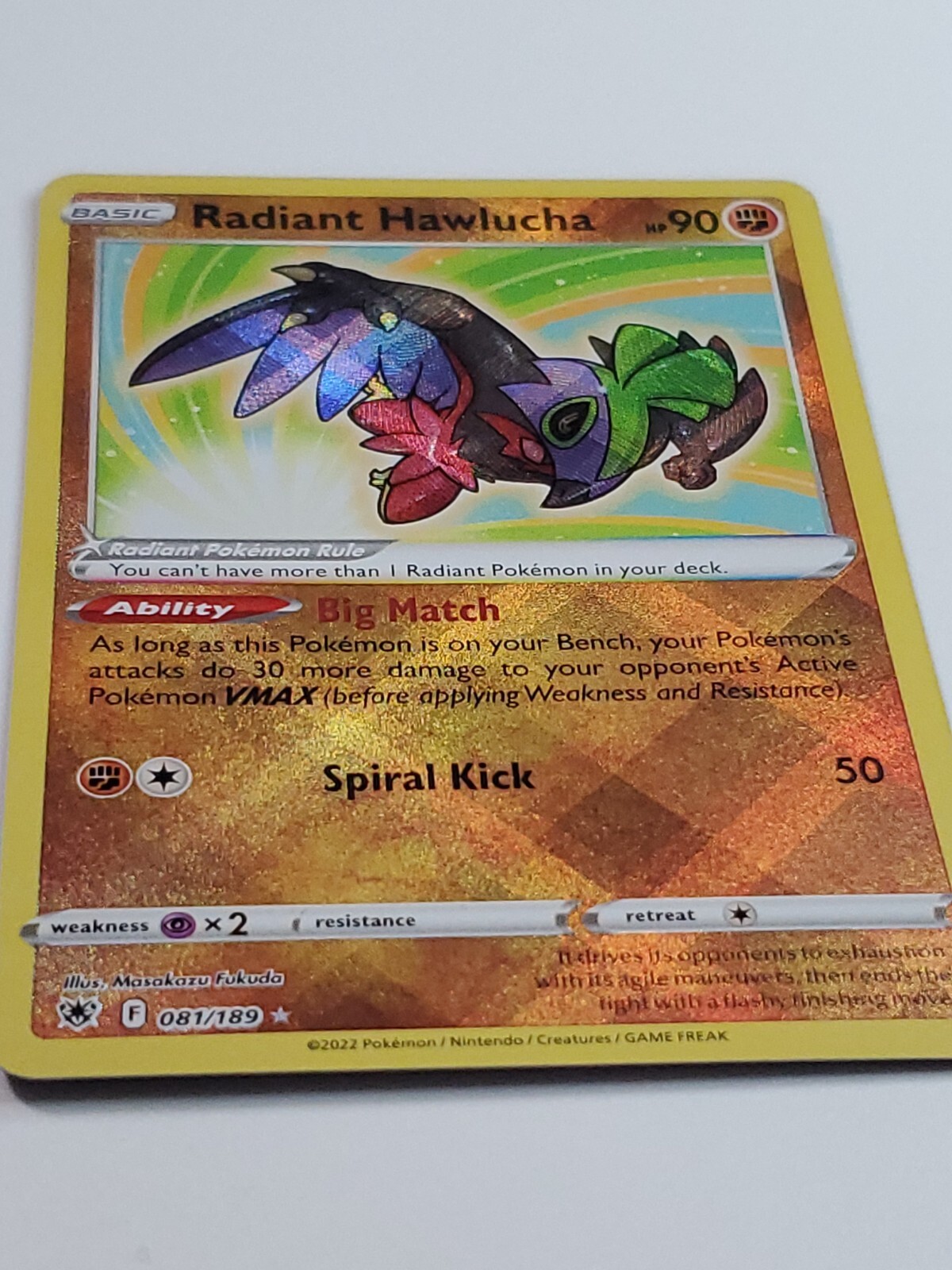 Radiant Hawlucha 081/189 - Astral Radiance - Holo Pokemon Card - Near ...