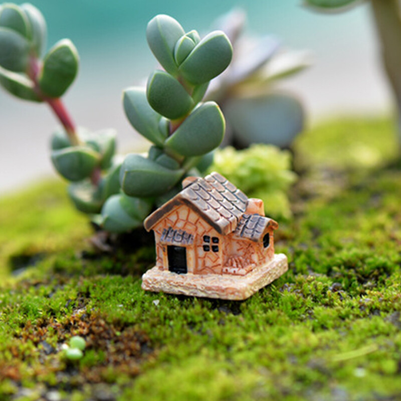 1pcs random Resin House Miniature Figurines Garden Decoration Outdoor ...