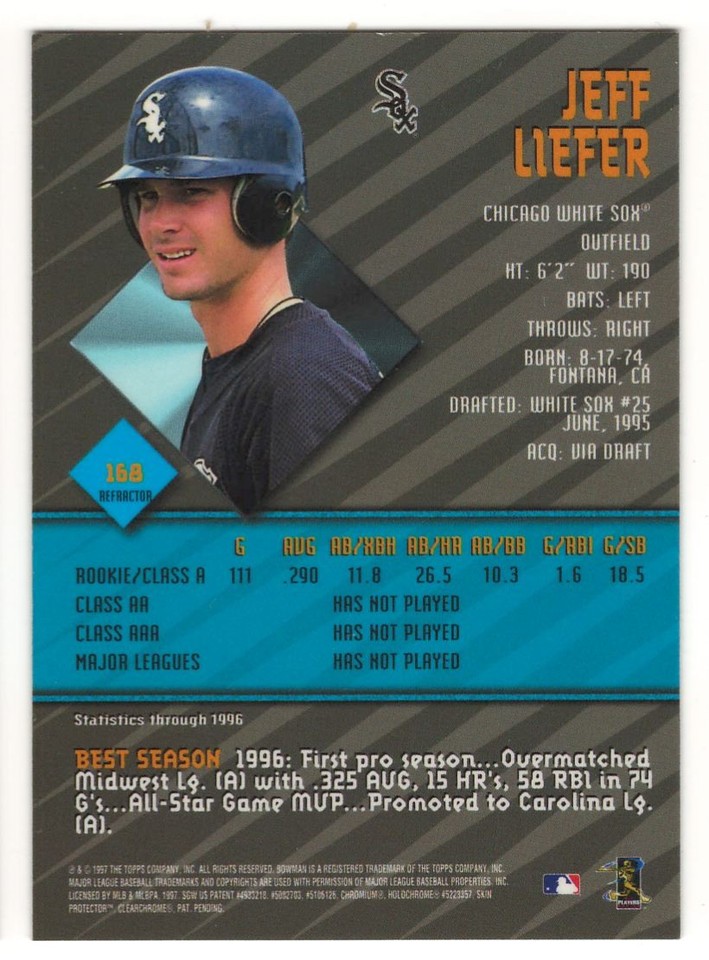 1997 Bowman's Best Refractor #168 Jeff Liefer B Chicago White Sox | eBay