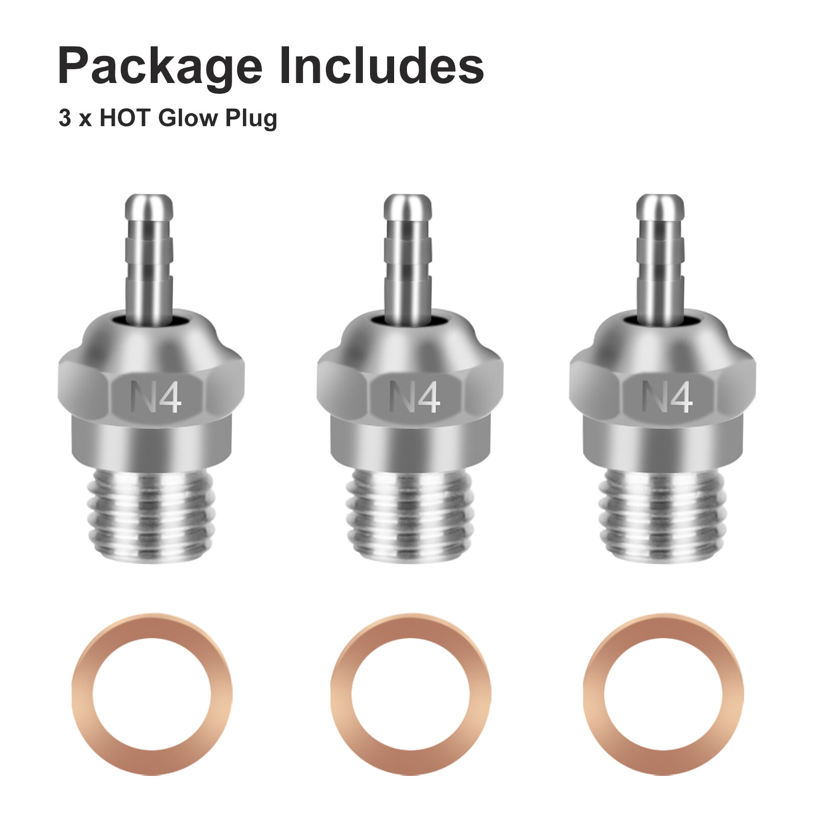 3Pcs N4 Glow Plug for Nitro RC Car 1/8 1/10 Traxxas 3232X T-Maxx 2.5 /3 ...