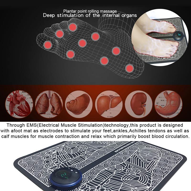 19 Level EMS Electric Foot Massager Pad Muscle Stimulator Blood ...