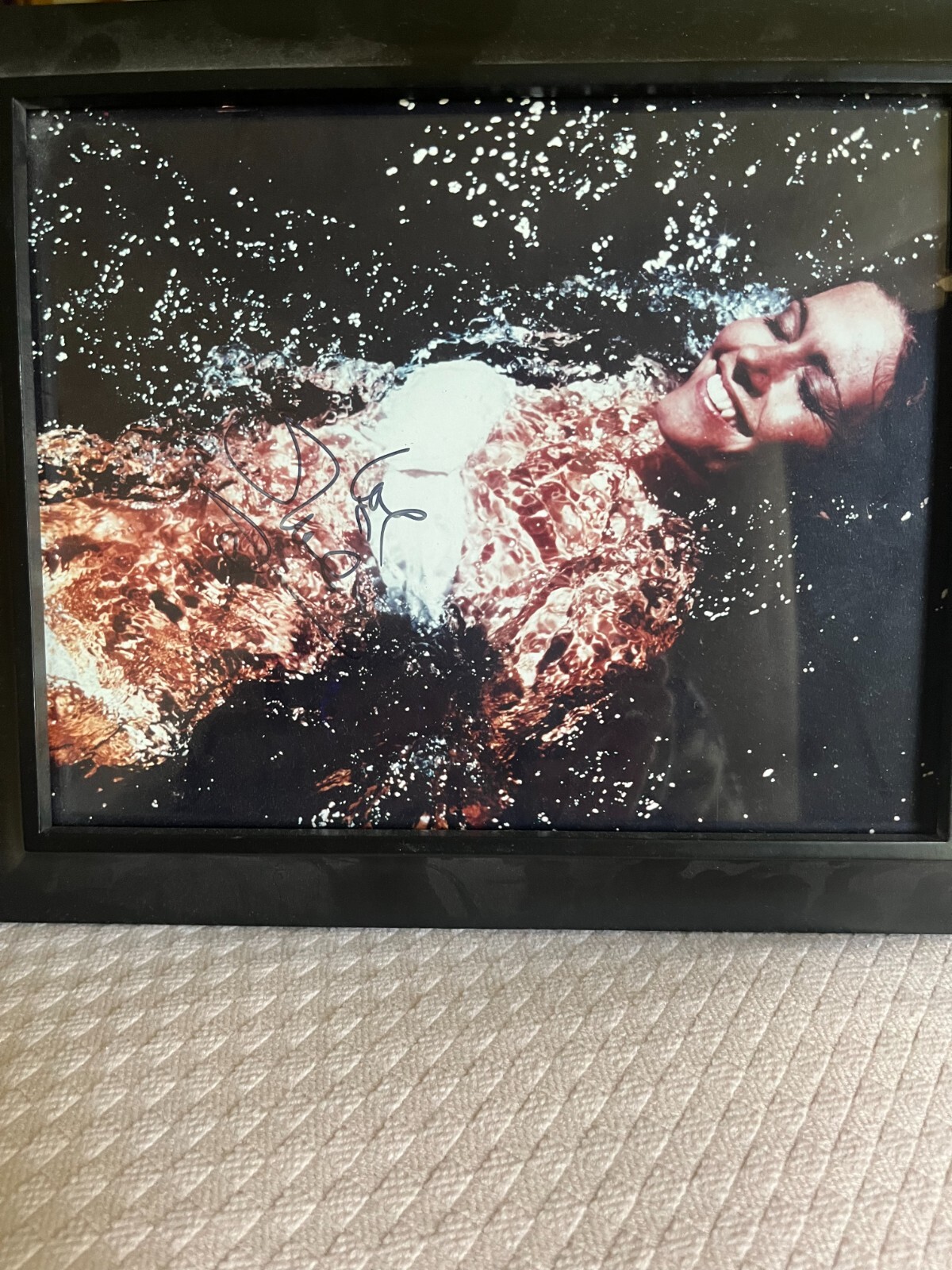 Olivia Newton John 8x10 autographed bikini photo with frame