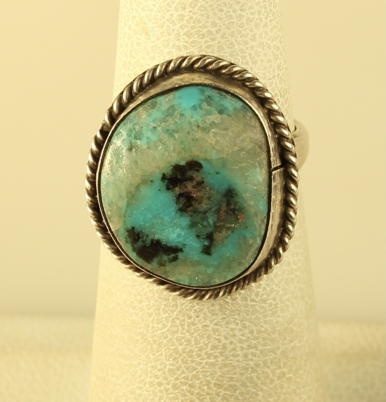 Vintage Sterling Silver Old Pawn Bisbee Turquoise Stone Cabochon Ring ...