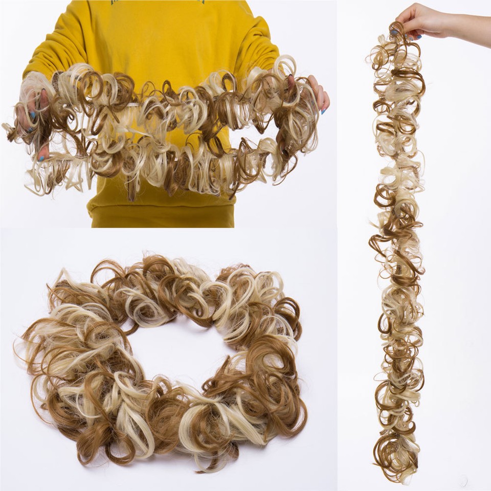 Scrunchie Updo Wrap Curly Messy Bun Hair Piece Hair Extensions Real as ...