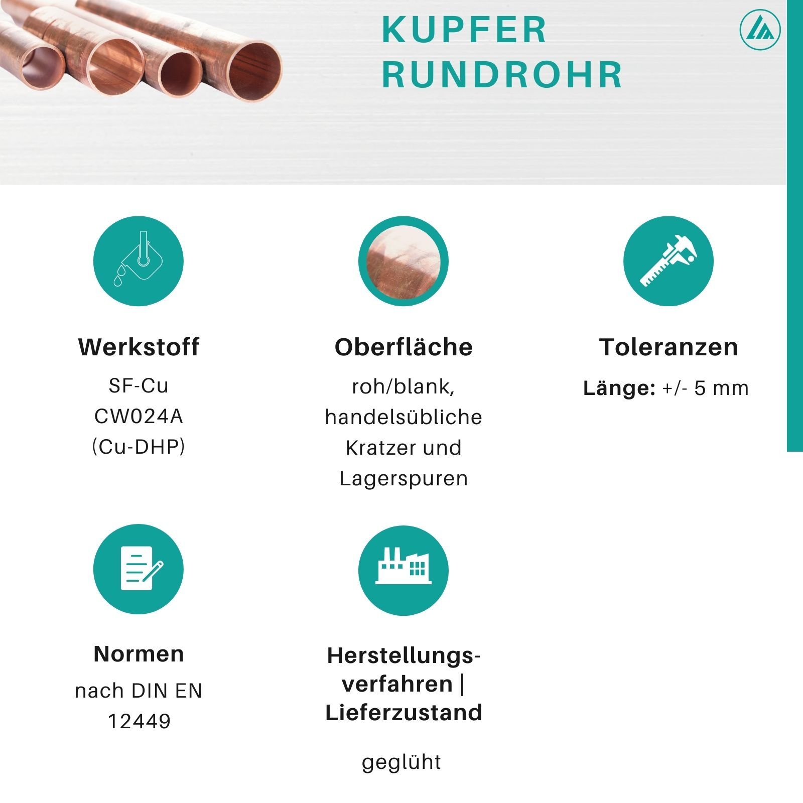 Kupfer Rundrohre Cu-Kupferrohr Rohre Rohr Rundrohr Copper SF-Cu ...