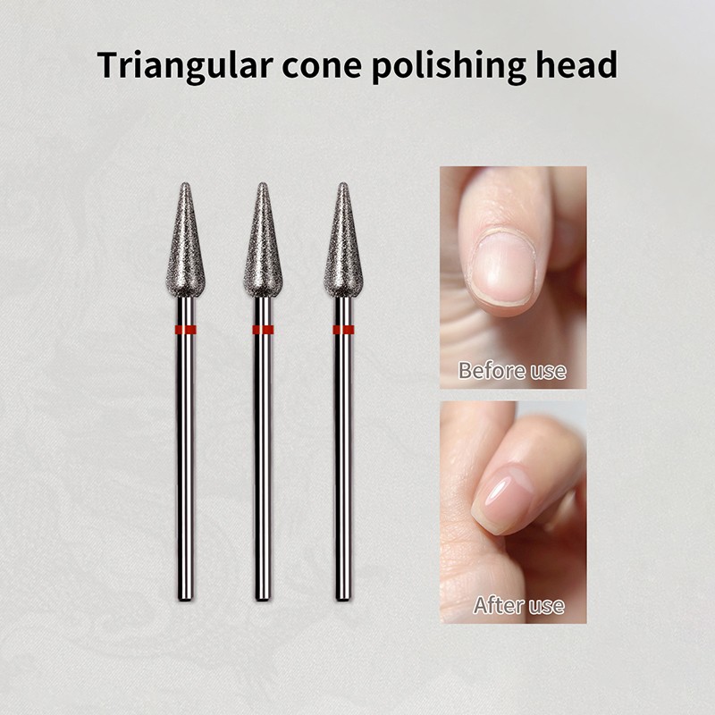 Triangular Cone Shape Diamond Nail Drill Bits Rotary Russian Cuticle ...