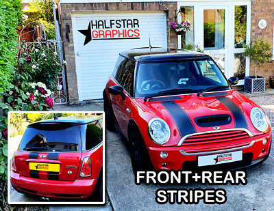 MINI ONE MINI COOPER FRONT AND REAR STRIPES VINYL DECALS STICKERS ...
