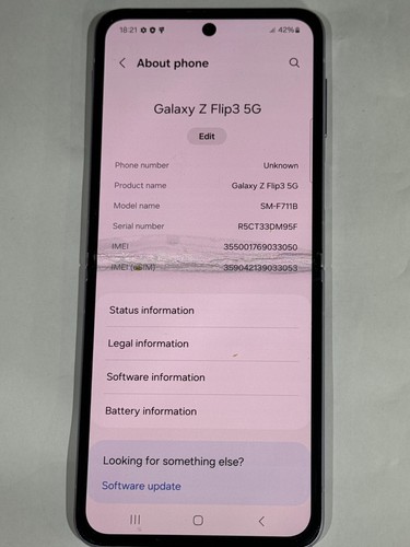 Samsung Galaxy Z Flip 3 5G SM-F711B - 128GB - Purple (Unlocked) Creased ...
