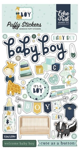 Echo Park Paper IT'S A BOY Baby Adhesive Puffy Scrapbook Stickers ...