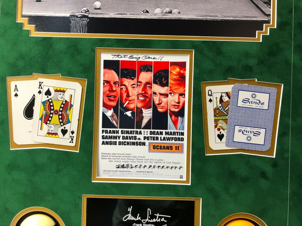 Rat Pack "Oceans 11" Billiards Pool Collage w/ Facs Autographs Signed ...
