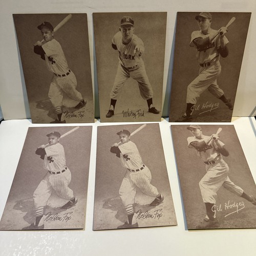 Lot 6 1947-1966 Arcade Exhibit Card Baseball Whitey FORD Fox Hodge 6e ...