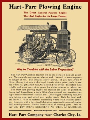 1908 Hart Parr Gasoline Plowing Engine NEW Sign 18 x 24" USA STEEL | eBay