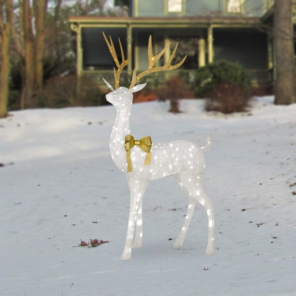 86 in. Pre-lit Crystal White Standing Buck, Plug-In | eBay