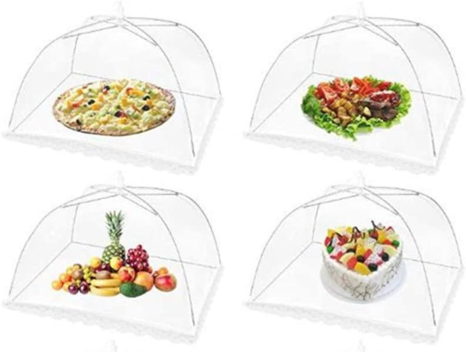 (4 Set) Reusable Large Pop-Up Mesh Screen Food Cover,17", Keep Out ...