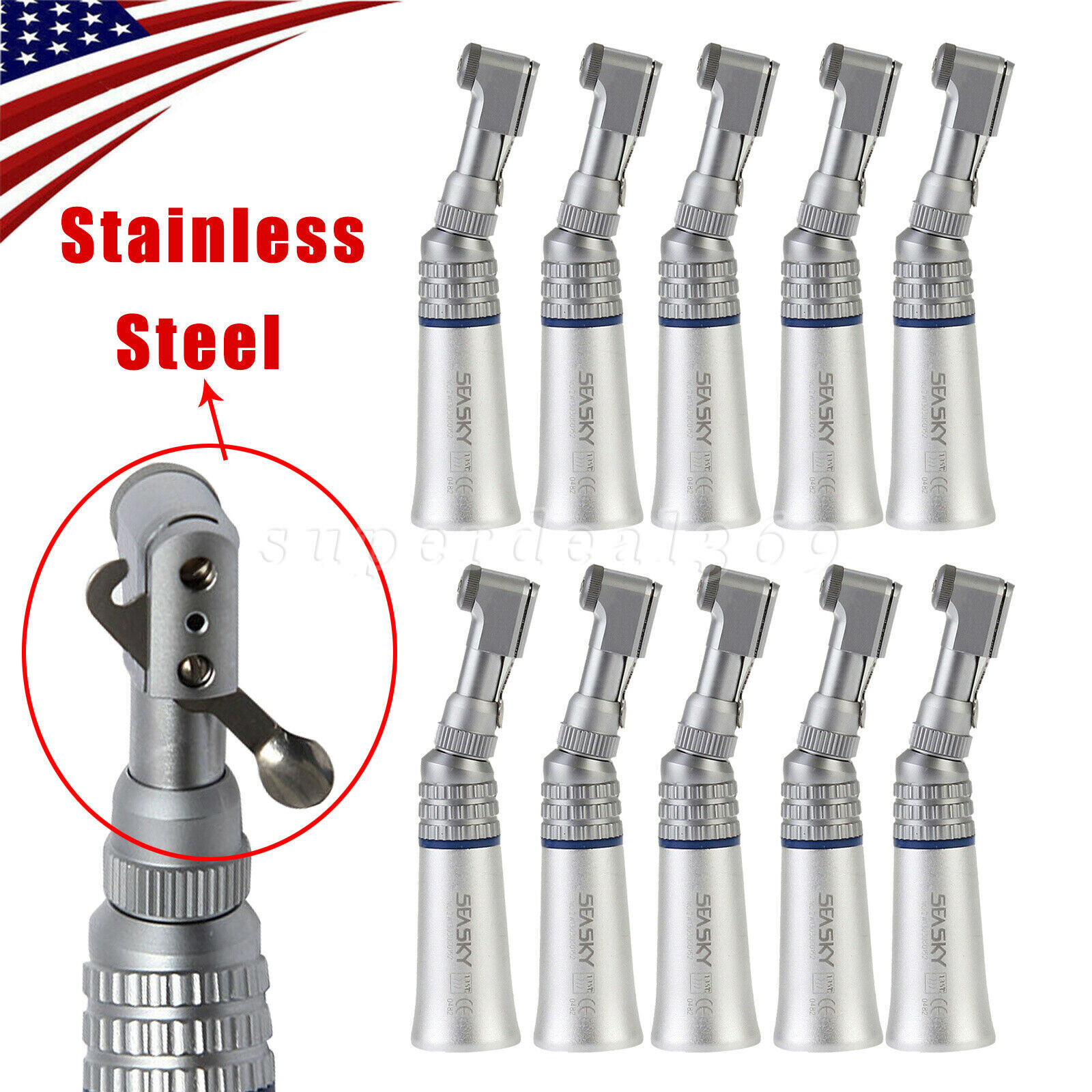 10 Pcs NSK Style Dental Slow Low Speed Contra Angle Handpiece Latch Bur ...