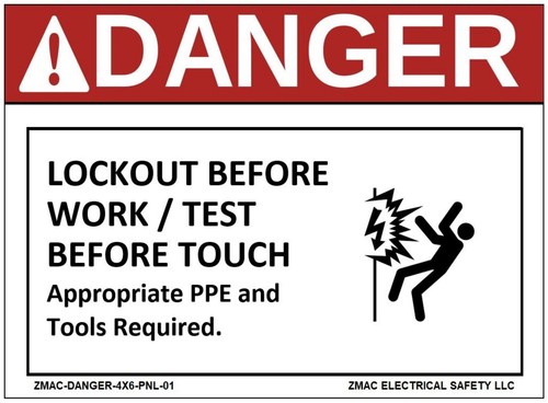 Ten (10) 4"x6" Lockout Before Work Test Before Touch Label Sticker Sign ...